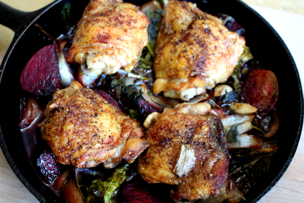 Roast Chicken Thighs With Beets and Kale - Epicure's Table